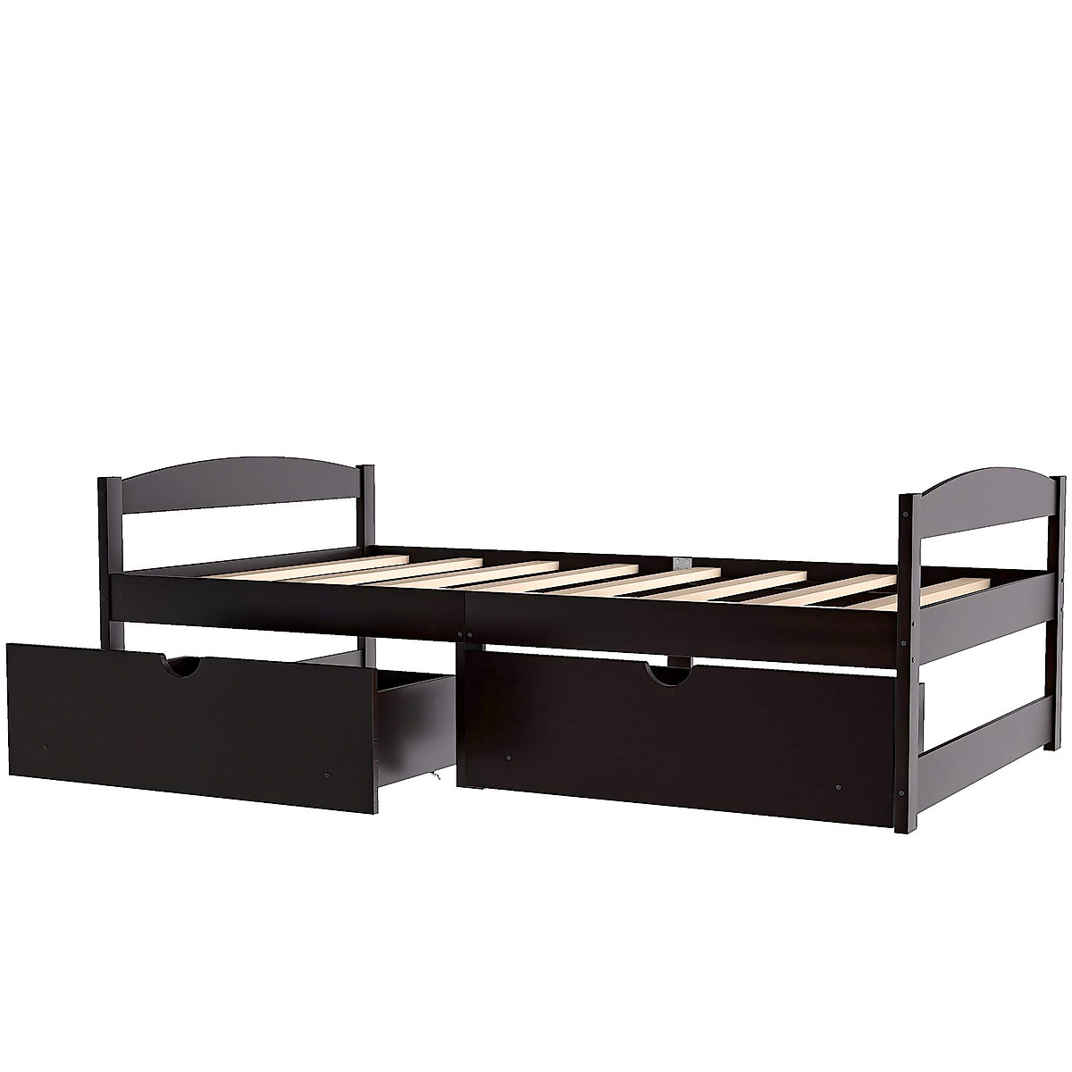 Lifeand Twin Size Daybed with 2 Drawers,Wood Storage Platform Bed for Kids Teens and Adults,No Box Spring Needed,Espresso