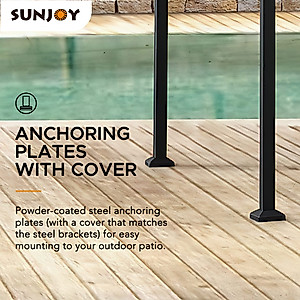 Sunjoy 5 x 8 ft Black Steel Frame Double Tiered Canopy Grill Gazebo for Outdoor, Patio, Garden, and Backyard Activities,Gray and Black