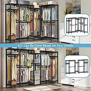 VIPEK V2S Garment Rack Heavy Duty Commercial Grade Clothes Rack, 4 Tiers Adjustable Wire Shelving Clothing Racks with 3 Hanging Rods, Freestanding Closet Metal Wardrobe Closet, Max Load 650LBS, Black
