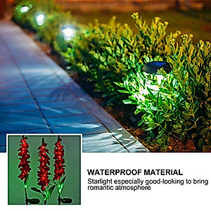 SOLUSTRE Red Landscape Solar Flower Lights Outdoor Garden Stake Flower Lights Led Flower Solar Powered Decoration for Patio Lawn Garden Yard Decoration