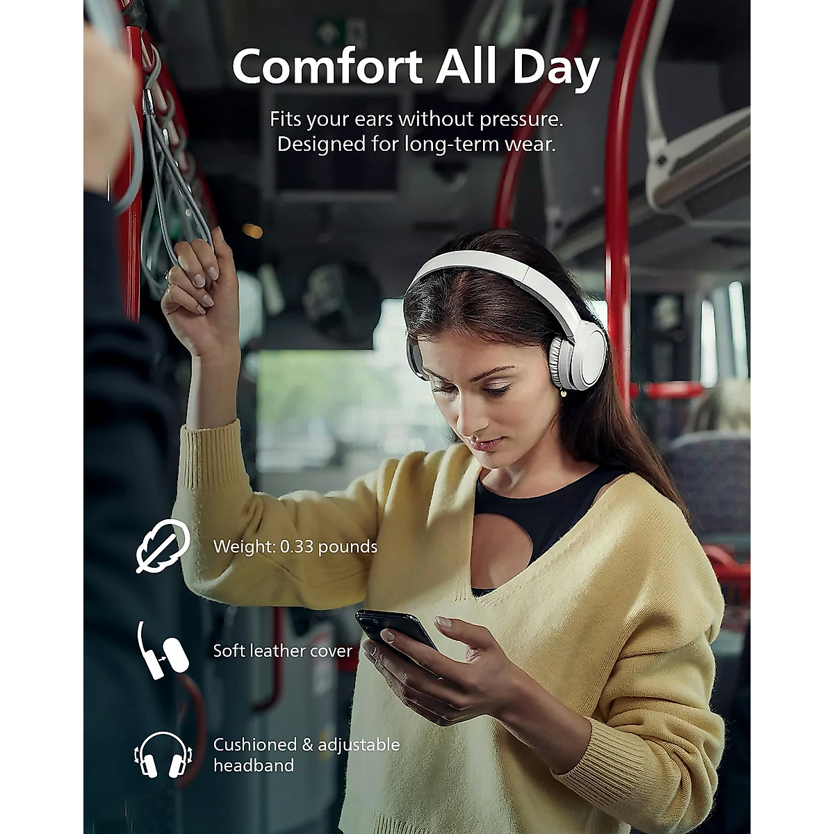 PHILIPS H4205 Wireless Headphone,On-Ear Bluetooth Headphone with BASS Boost,Quality Sound,32mm Drivers,29-Hour Battery Life,Fast Charging,Lightweight,Adjustable Cushioned Headband,Soft Ear Cups,Red