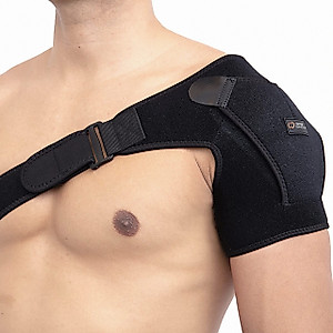 Copper Compression Recovery Shoulder Brace - Immobilizer for Torn Rotator Cuff, AC Joint Pain Relief, Dislocation, Arm Stability, Injuries, Tears - Adjustable Fits Men, Women - Black - One Size