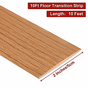 ABuff 10Ft x 2" Floor Transition Strip Self Adhesive Flooring Transitions Vinyl Laminate Floor Trim Flat Divider Strip for Joining Floor Gap, Carpet, Threshold, with Elegant Wood Grain, Brown