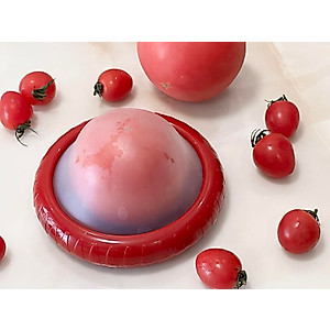 halteoly 4PC Silicone Fruit and Vegetable Storage Containers Set for Fridge, Onion Storage Container, Avocado keeper,Tomato Saver,and Lemon holder