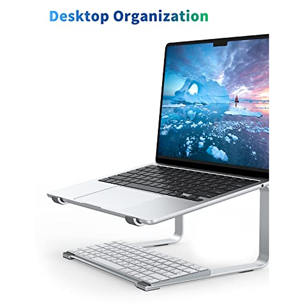 SOUNDANCE Laptop Stand for Desk, Metal Computer Riser, Heavy Stable PC Holder, Ergonomic Laptops Elevator for 12 to 17.3 Inches Notebook Computer, Silver