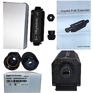 PoE Extender Gigabit Ethernet Waterproof Outdoor PoE Extender, Single Port Signal Extender Compatible Standard 802.3af/at, 1 Port Booster Bridge Repeater High Speed Broadband 100 Mbps