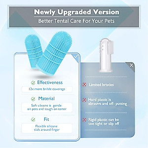 Petiepaw Dog Toothbrush,Dog Finger Toothbrush for Dog Teeth Cleaning,Dog/Puppy Tooth Brushing Kit,Cat Toothbrush with Full Surround Bristles,Finger Toothbrush for Dogs/Cats