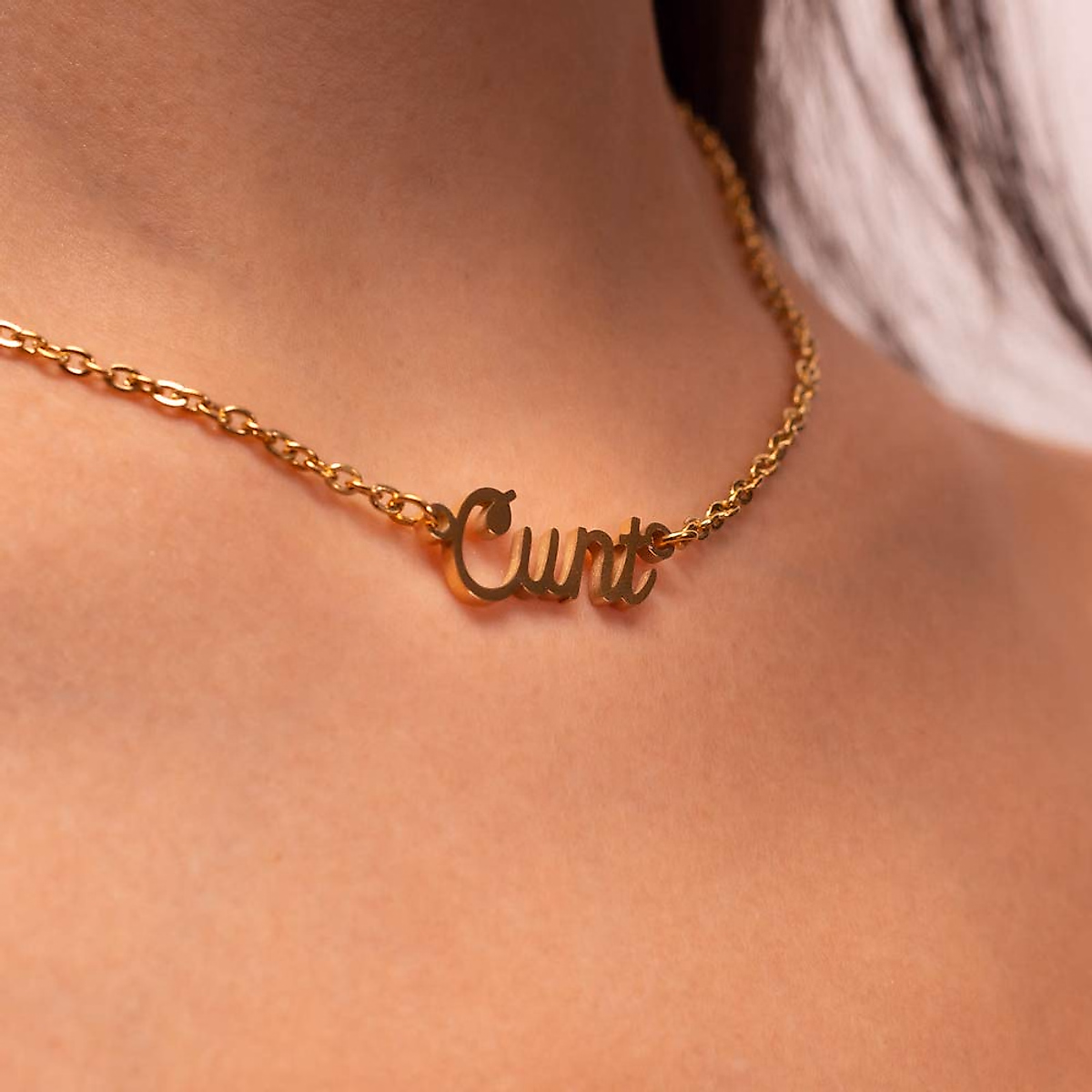 kink ink Cunt Necklace Gold Plated Stainless Steel Chain for Sexy Kinky Adults