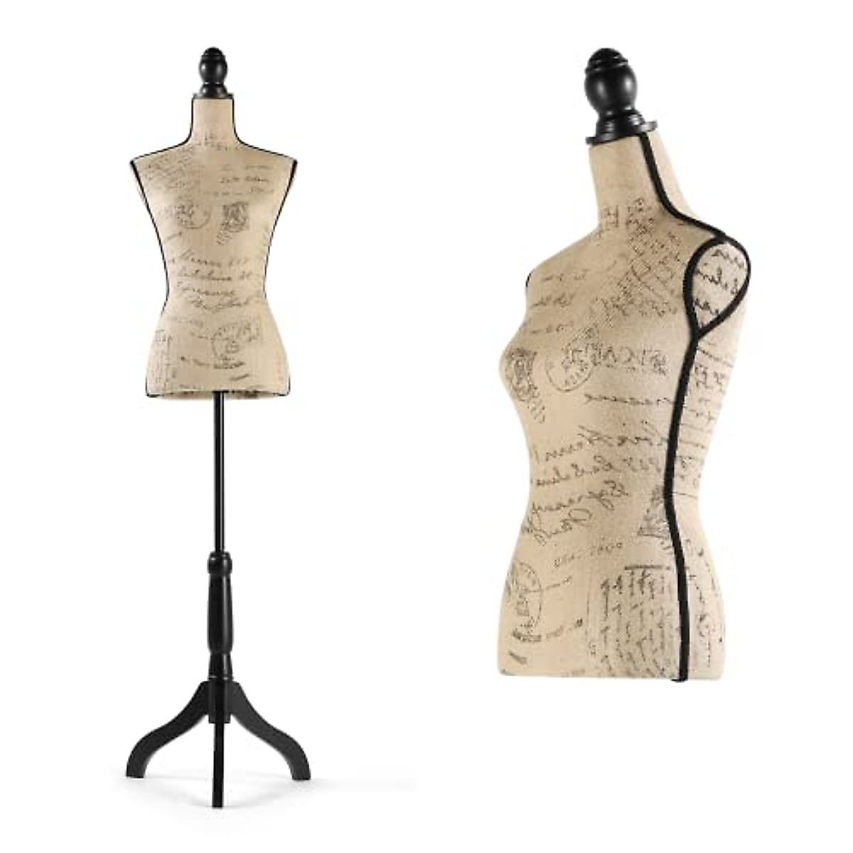 Encomle Dress Form Female Mannequin Torso, Height Adjustable Mannequin Body with Stand for Sewing, Display, Brown