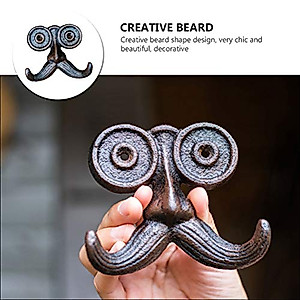 Hemoton Decorative Wall Hook Mustache Made of Cast Iron Decorative Key Hook or Wall Mounted Coat Hanger Double Coat Holder for Keys Coats
