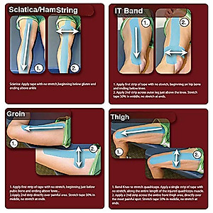 AUPCON Kinesiology Tape Elastic Kinesiology Therapeutic Athletic Tape Hypoallergenic Breathable Cotton Sports Muscle Tape Therapy Recovery Support for Knee Shoulder Ankle Elbow Shin Neck Splints