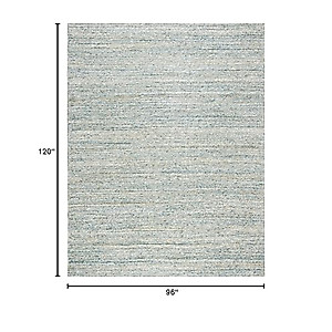 SAFAVIEH Himalaya Collection Area Rug - 8' x 10', Blue & Olive, Handmade Wool, Ideal for High Traffic Areas in Living Room, Bedroom (HIM413M)