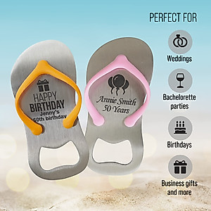 Lot of 3-6-8-12-24 Custom flip flop bottle opener set, personalized party favors, beach customized wedding guest gifts, pool summer birthday favor