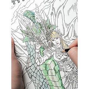 ColorIt Colorful Dragons Adult Coloring Book - 50 Single-Sided Designs, Thick Smooth Paper, Lay Flat Hardback Covers, Spiral Bound, USA Printed, Dragon Pages to Color (Volume I)