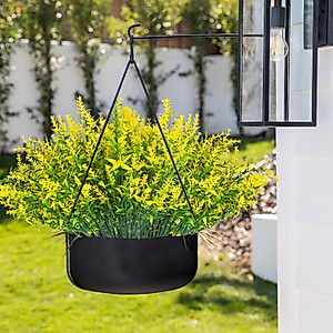 AITISOR 12 Bundles Artificial Lavender Flowers Outdoor Fake Flowers for Decoration UV Resistant No Fade Faux Plastic Plants Garden Porch Window Box Décor (Yellow)