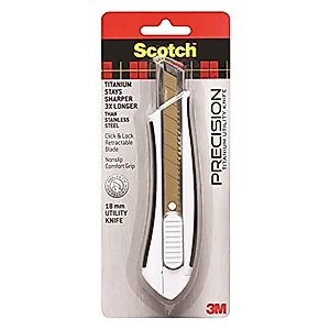 3M 159572 051141976549 Scotch Titanium Snap-Off Utility Knife, Large
