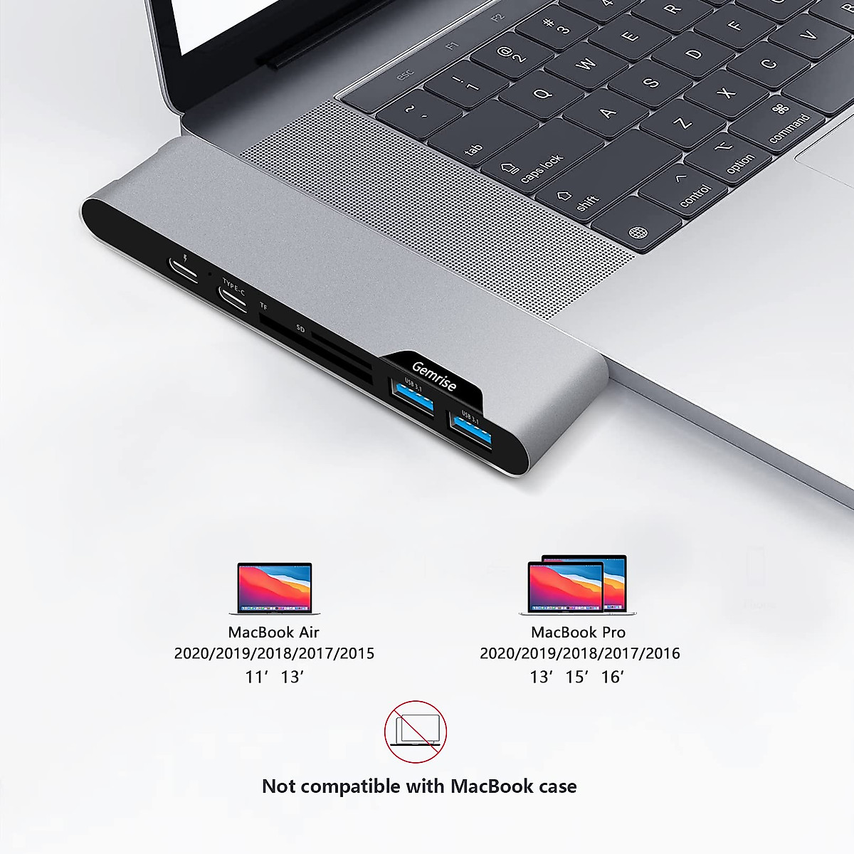 USB C Adapter for MacBook Pro/MacBook Air M1 2020 2019 2018 13" 15" 16", 7 in 2 USB C Hub for MacBook with thunderbolt 3 USB C Port 100W Power Delivery 5K HDMI USB C 2-USB A SD and microSD Card Reader
