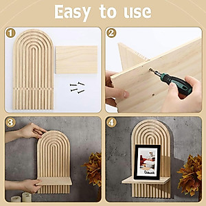 LIYAOLI Boho Shelf Decorations for Living Room Wooden Arched Wall Shelf 2 Pieces 15 x 8.6 Inch Boho Hanging Shelves for Wall,Mid Century Shelves Bohemian Wall Decor for Bedroom