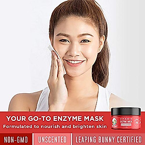 Vitamin Enzyme Mask (Plant Based) by MaryRuth's - 74% Organic Ingredients, Vitamins & Glycolic Acid gently remove dead skin cells to allow new skin tissue to emerge 4oz For Men & Women