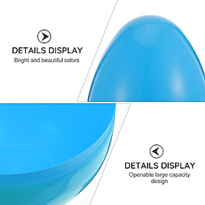 Zerodeko Plastic Easter Egg, Jumbo Eggs Empty Fillable Egg Shaped Storage Box Decorative Container Holder Treat Packaging Supplies for Candy, Cookie, Party Favors (12 x 8.5in, Blue)