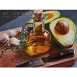 KESSAKU Paring Knife - 3.5 inch - Dynasty Series - Razor Sharp Kitchen Knife - Forged ThyssenKrupp German High Carbon Stainless Steel - G10 Garolite Handle with Blade Guard