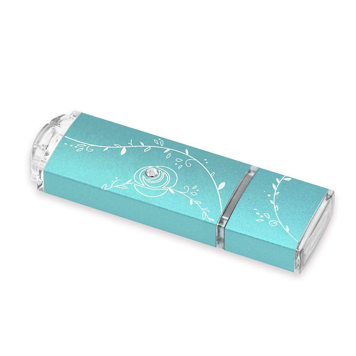 TCELL Natural Beauty 128GB USB 3.0 Flash Drive Decorated with Swarovski Elements Crystal Blue for Women Student Office Gift, Blue USB Stick