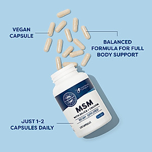 Vimergy MSM with Silica + Calcium Capsules, 120 Servings – Supports Bone Health – Promotes Hair & Nail Health – Non-GMO, Gluten-Free, Kosher, Soy-Free, Corn-Free, Vegan & Paleo Friendly