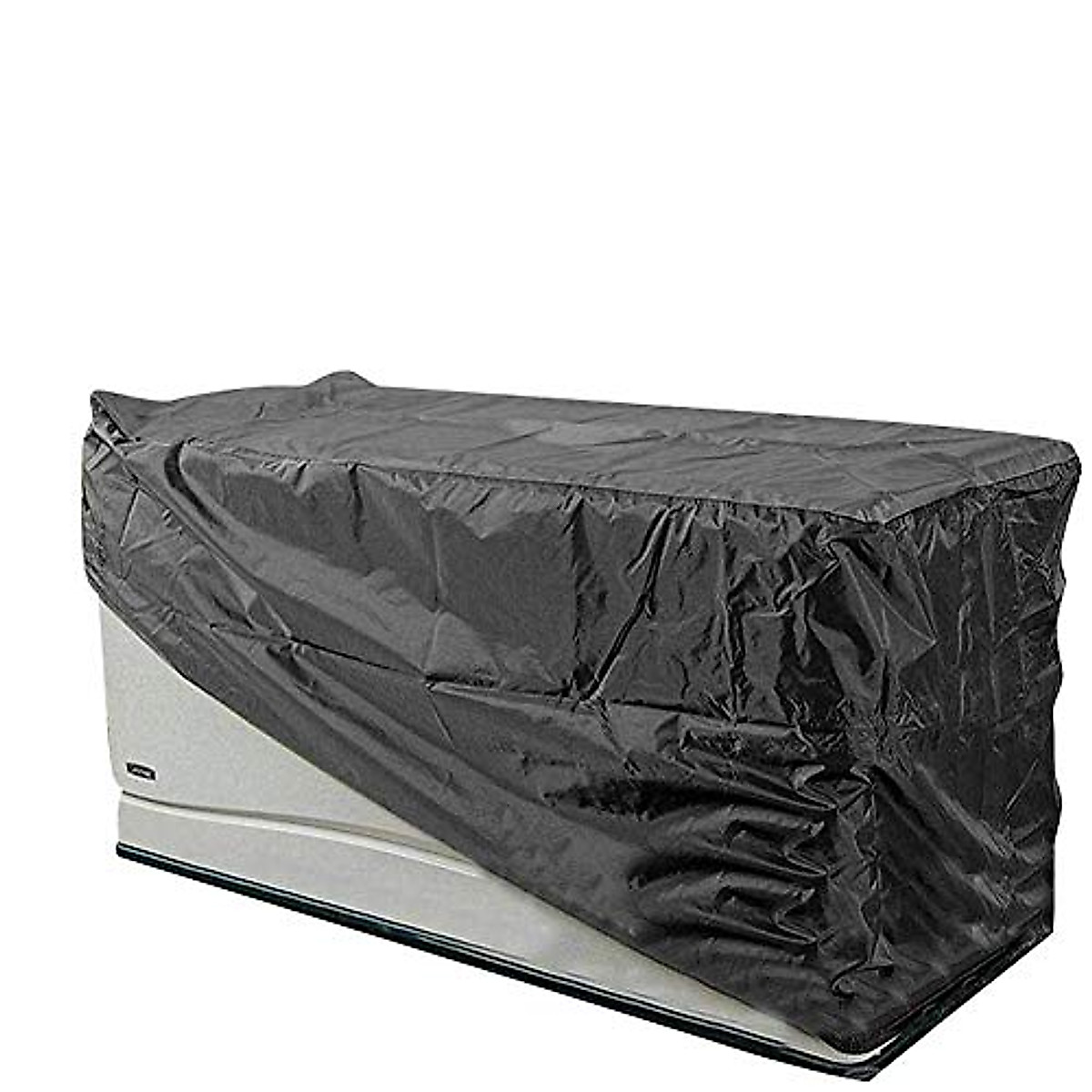 Hapover Patio Deck Box Cover Waterproof Storage Box Cover Outdoor Storage Ottoman Bench Protector Oxford Deck Anti-UV Top Cover for Deck Boxes with Drawstring 62"x30"x27" Black