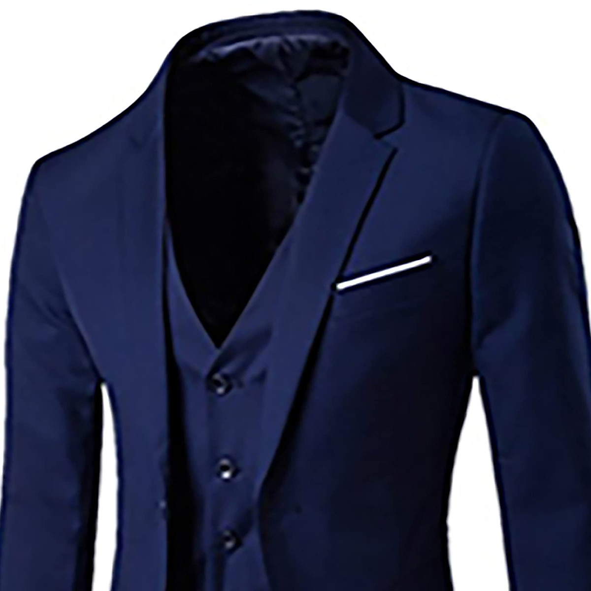 Sports Coats for Men,Men&#039;s 3 Piece Slim Fit Suit Set 2 Button Blazer Jacket Vest Pants Solid Wedding Dress Tux and Trousers Navy Blue