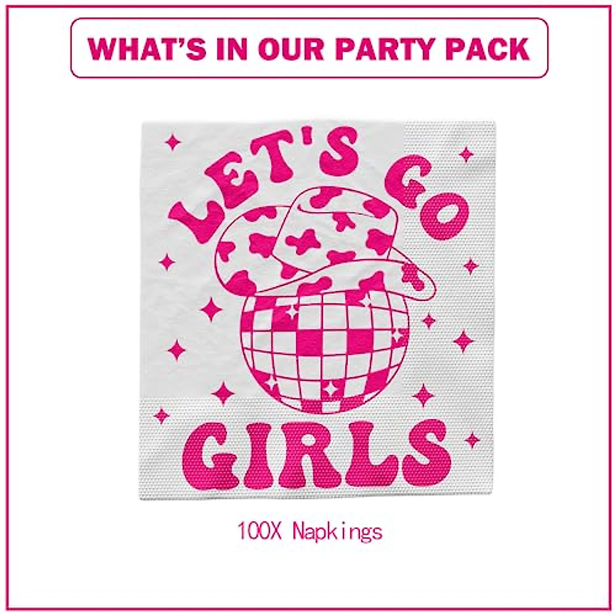 LARRAZABAL 100Pcs Lets Go Girls Napkins, Cowgirl Party Pink Napkins Decorations Western Cowgirl Theme Birthday Party Supplies, Bridal Shower Party Supplies