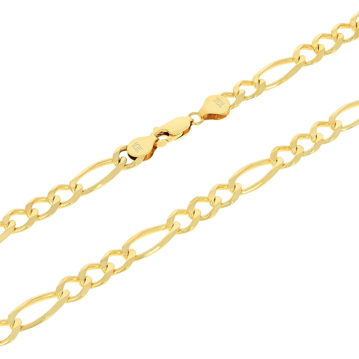 Nuragold 10k Yellow Gold 6.5mm Solid Figaro Chain Link Bracelet, Mens Womens Jewelry 7" 7.5" 8" 8.5" 9"