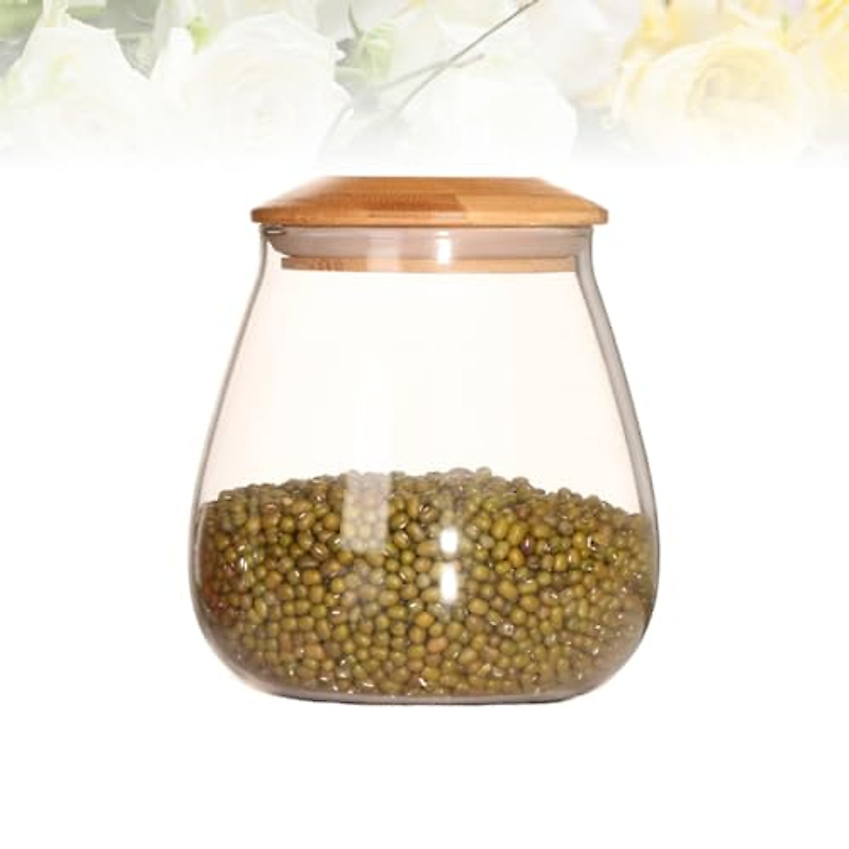 SHOWERORO Glass Storage Jars Storage Glass Jars Storage Container Candy Jars Airtight Canister Glass Canister Sugar Jars Container Glass Tea Jar Coffee Wooden Dry Clear Canning Jar