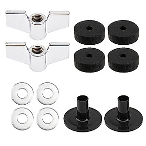 12Pcs Yootones Cymbal Replacement Accessories Cymbal Felts Hi-Hat Clutch Felt Cymbal Sleeves with Base Wing Nuts & Cymbal Washer