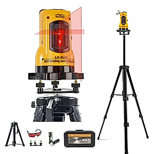 LAND Laser Level Kit Class Laser Ⅱ,Self-Leveling laser Cross Level,Horizontal and Vertical Points Rotatable 360 Degree Suitable for interior design（Lightweight Tripod,Battery Included ）