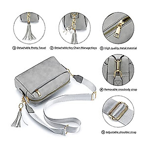 Roulens Triple Zip Small Crossbody Bag for women,Wide Strap Cell Phone Purse Shoulder Handbag Wallet with Credit Card Slots