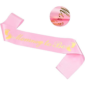 Armear Pink Baby Shower Sash for Mom To Be Sash Baby Boy Shower Decorations Daddy To Be Badge Baby Shower Decorations Girl - Gender Reveal Decorations