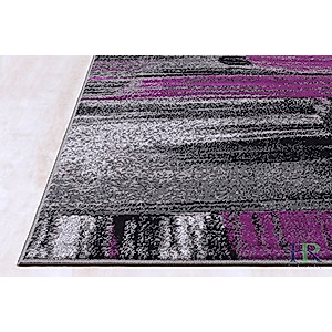 Handcraft Rugs-Purple/Gray/Silver/Black/Abstract Contemporary Modern Brush Design Mixed Colors Area Rug