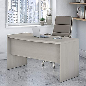 Bush Business Furniture Echo Bow Front Desk with Wire Management Computer Table for Home Office with Quick-to-Assemble Hardware, 60W, Gray Sand