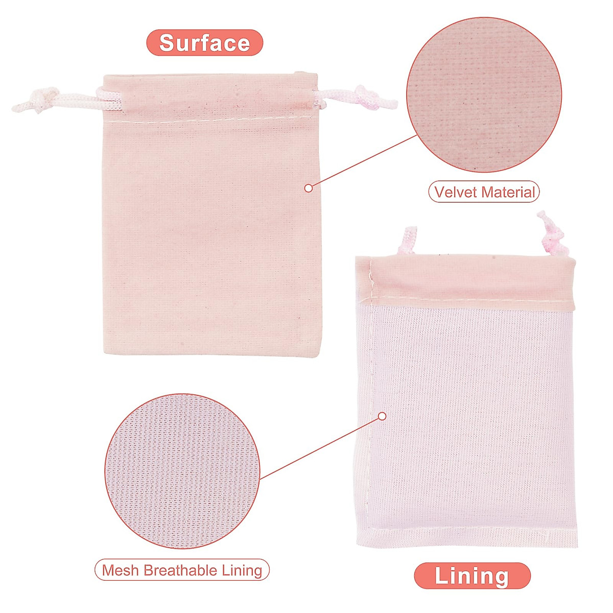 G2PLUS Small Velvet Jewelry Pouches, 20PCS Small Velvet Gift Bags with Drawstring, Pink Velvet Gift Bags, Christmas Gift Bags for Wedding Favors, Candy Bags, Party Favors (2.75''x3.54'')