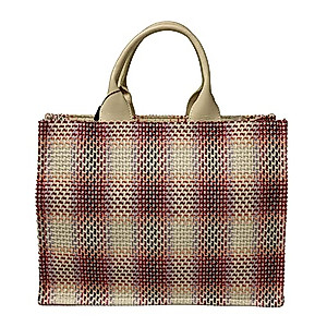 Pierre Cardin Large Pink Structured Tweed Canvas Shopper Tote for womens