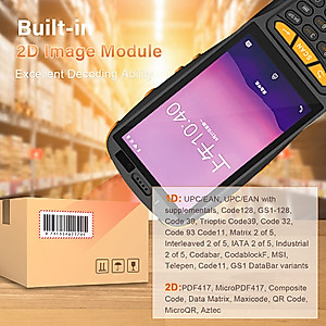 YDuupxe POS Terminal with 4 Inch Color Screen and Full Digital Keyboard Portable PDA NFC Function Handheld 1D 2D QR Barcode Scanner Used for Inventory Warehouse Logistics Retail