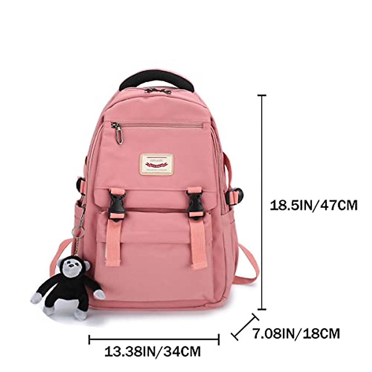 JARKJARD Cute Aesthetic Backpack for Girls Kawaii Backpack for School College Backpack Large Capacity Bookbags for Girls Women Students Casual Travel Daypacks(Pink)