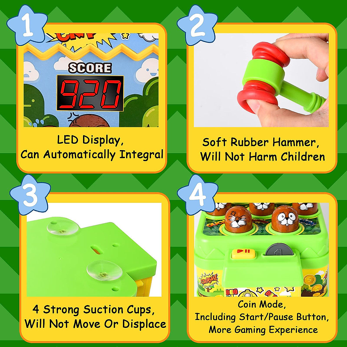 MIXHOMIC Arcade Game Toys for 3 Year Old, Whack A Mole Game, Early Developmental Toy, Mini Electronic Arcade Game Toy, Interactive Pounding Toy, Whack Game Mole Gift Idea for 3-8 Years Old Boys Girls