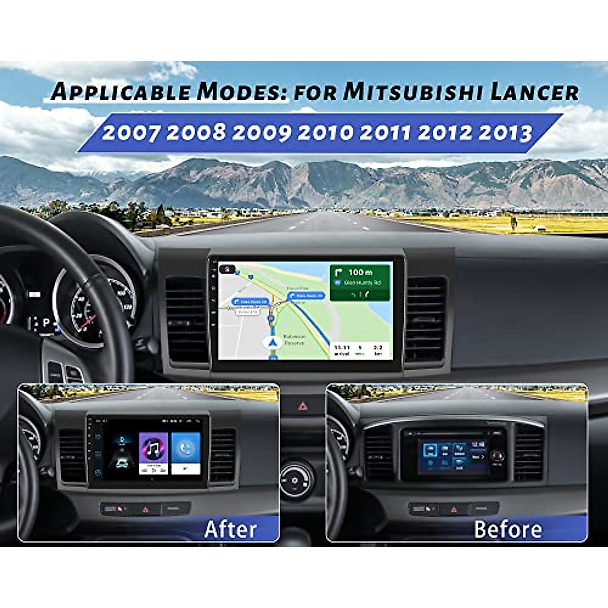 CAMECHO Android 10 Car Stereo for Mitsubishi Lancer 2008-2017, 10.1 Inch Touch Screen GPS Navigation Head Unit Bluetooth Support WiFi/Steering Wheel Control/Mirror Link/Backup Camera