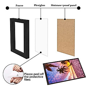 Nohouis Diamond Painting Picture Frames 12x16,for 13 x 17 in/35 x 45cm 5D Diamond Painting Art Kits Diamond Painting Pictures or Photos,Black Natural Solid Wood Wall Hanging Picture Frame