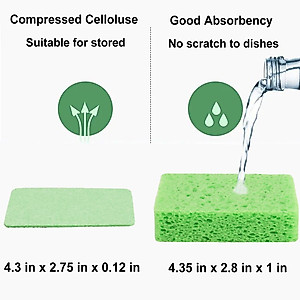 12-Count Kitchen Sponges- Compressed Cellulose Sponges Non-Scratch Natural Dish Sponge for Kitchen Bathroom Cars, Funny Cut-Outs DIY for Kids