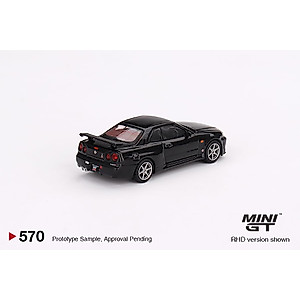 True Scale Miniatures Model Car Compatible with Nissan Skyline GT-R (R34) V-Spec Black Pearl Limited Edition 1/64 Diecast Model Car MGT00570