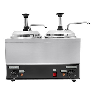 Gworobie 700W Electric Cheese Dispenser with Pump, 4.23 Qt Commercial Hot Fudge Warmer Sauce Dispenser Machine, 32-230℉ Temp Adjustable Cheese Nacho Sauce Warmer, for Hot Fudge Cheese Caramel