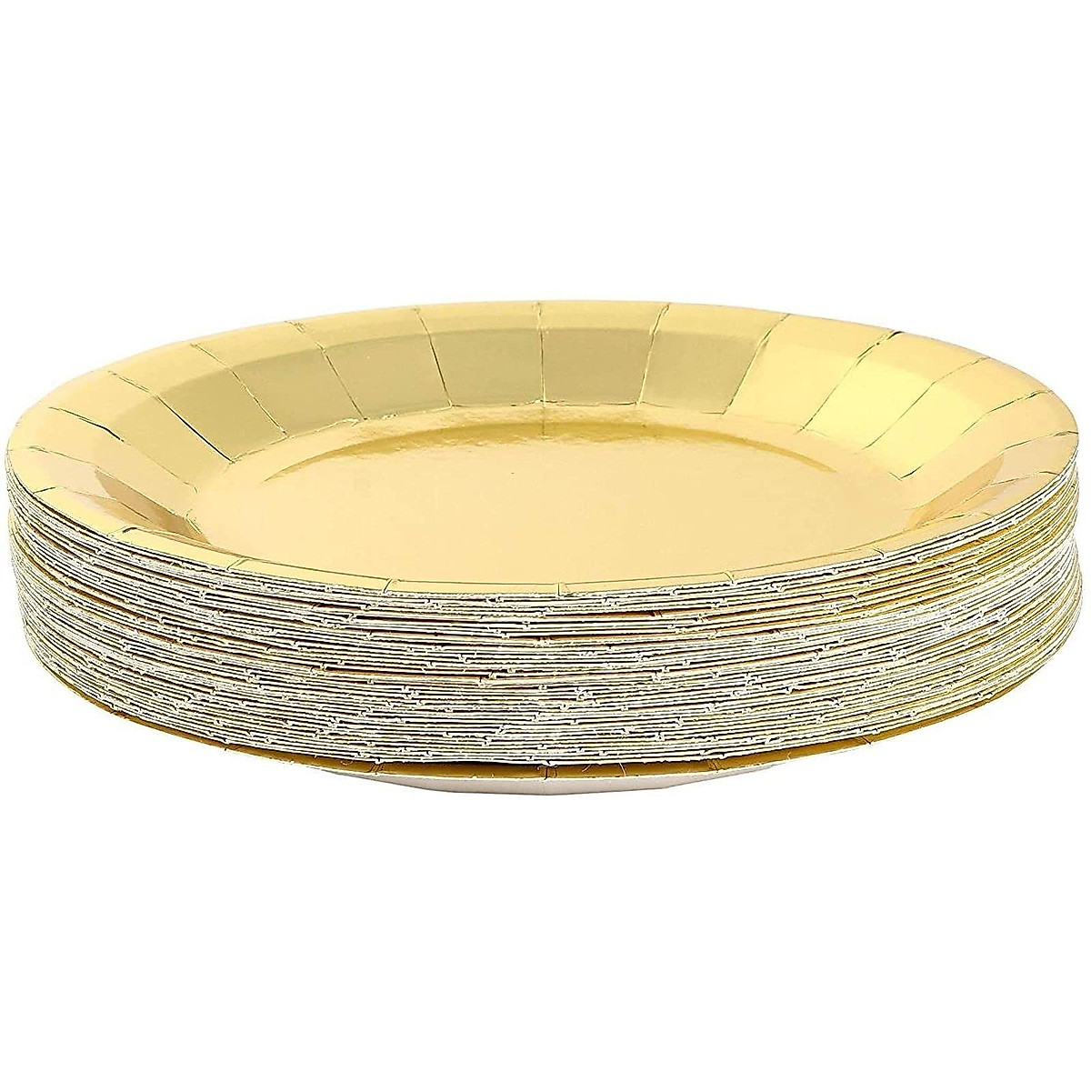 BLUE PANDA Paper Plates in Gold Foil Design for Birthday Party Supplies (9 In, 48 Pack)