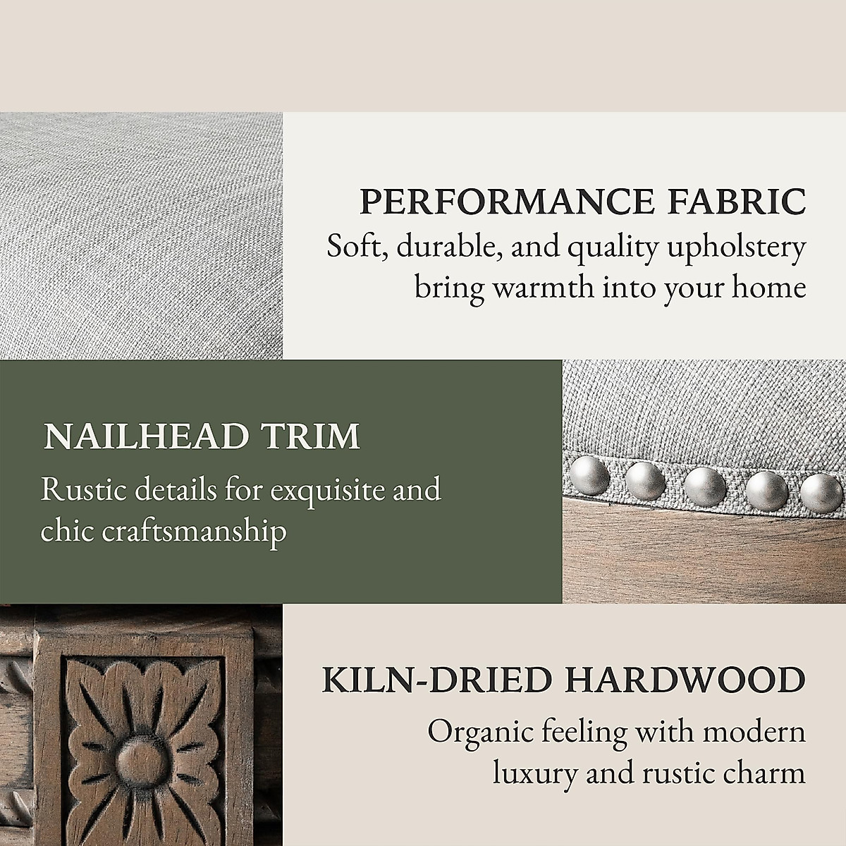 Maven Lane Pullman 26 Inch Tall Counter Height Upholstered Barstool with Back in Reclaimed Oak Finish with Ash Grey Fabric Cushion Seat, Set of 3